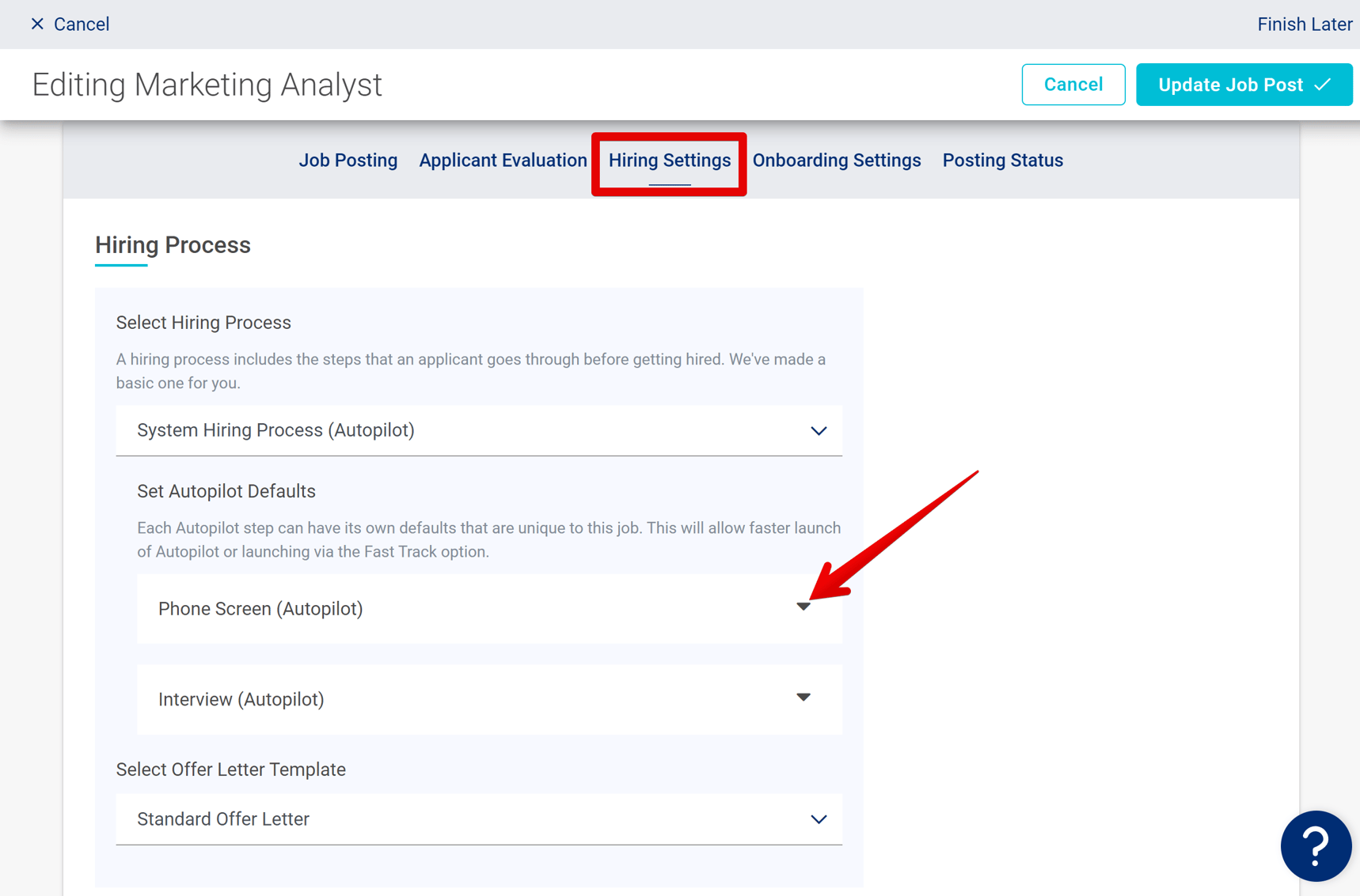 Using Autopilot Defaults